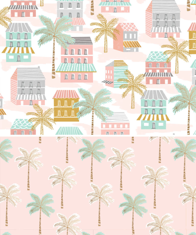 palm tree village - wendy kendall designs - freelance surface pattern designer
